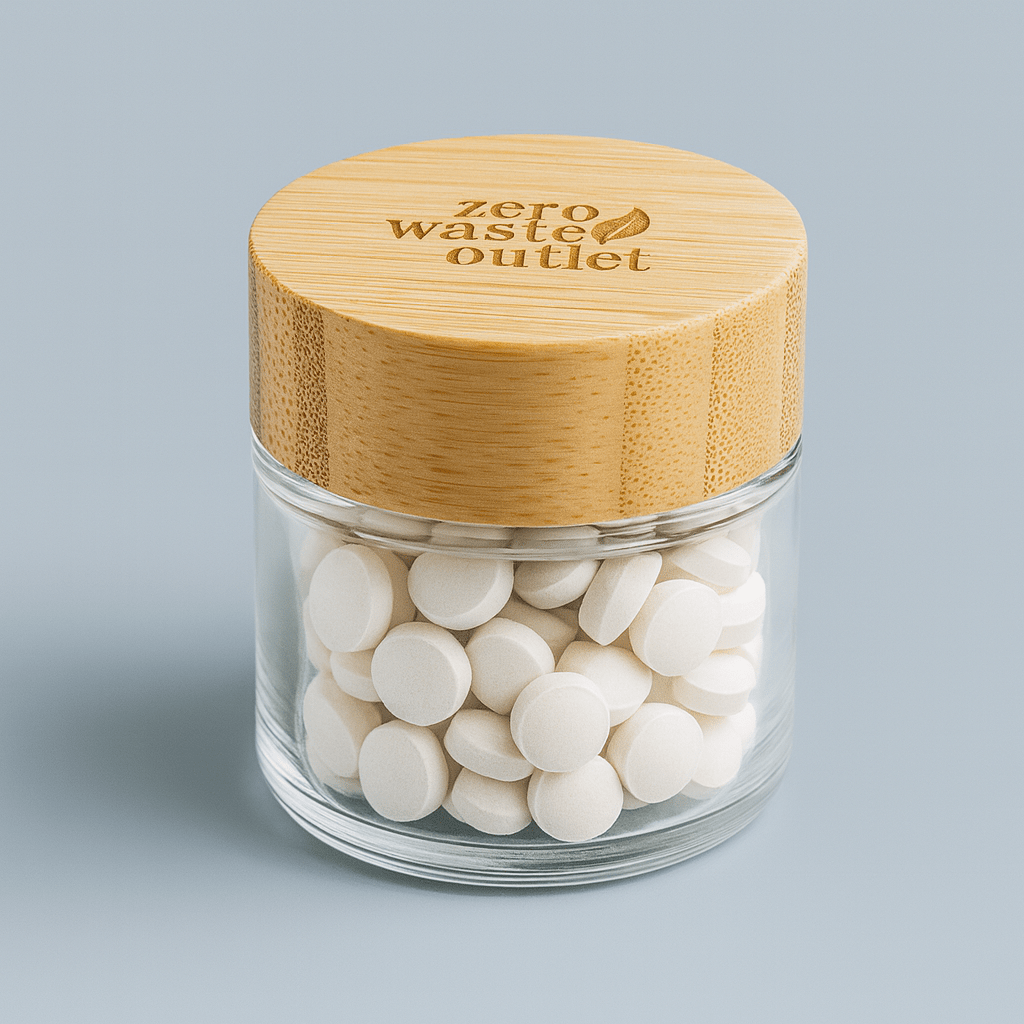 Glass & Bamboo Jar For Tooth Tabs - Holds 125 Tabs - 2-Month Supply ...