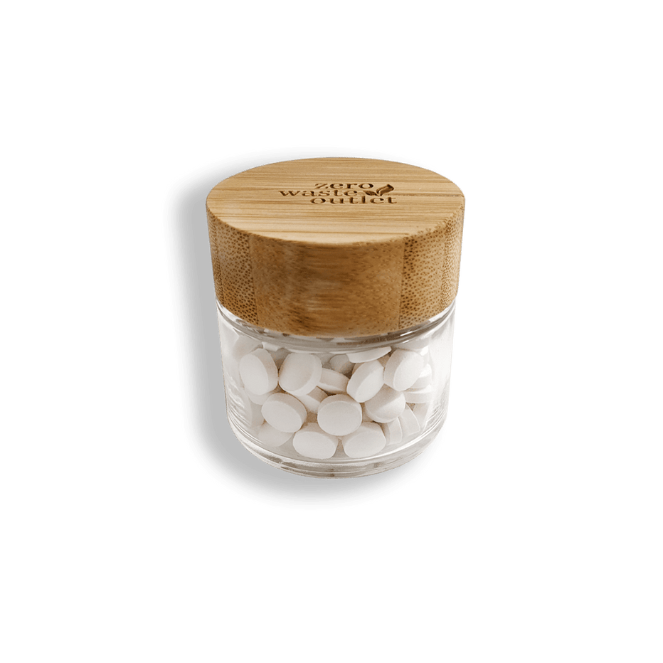 Glass & Bamboo Jar For Tooth Tabs - Holds 125 Tabs - 2-Month Supply ...